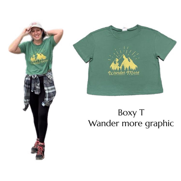 Boxy Tee - Wander Graphic Green – LulaRoe Leslye and Kim