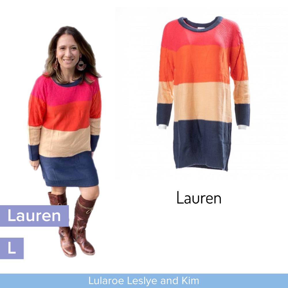 Lauren Sweater Dress - Striped – LulaRoe Leslye and Kim